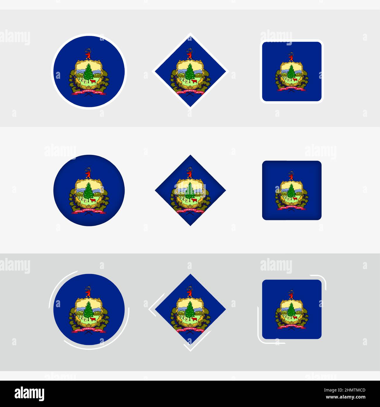 Vermont flag icons set, vector flag of Vermont. Three versions of icon ...