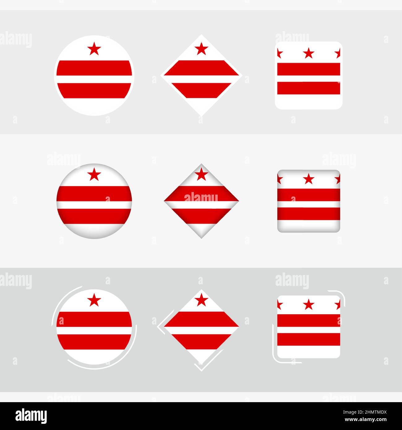 District of Columbia flag icons set, vector flag of District of ...
