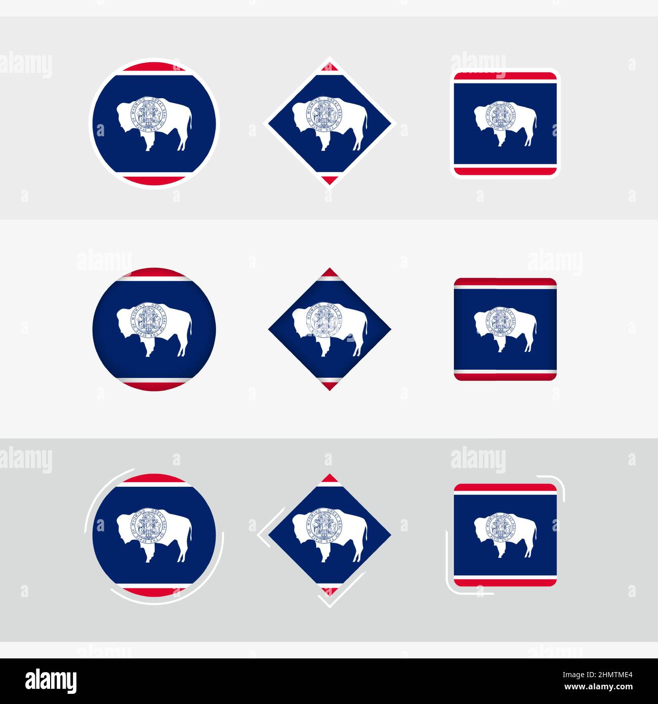 Wyoming flag icons set, vector flag of Wyoming. Three versions of icon ...