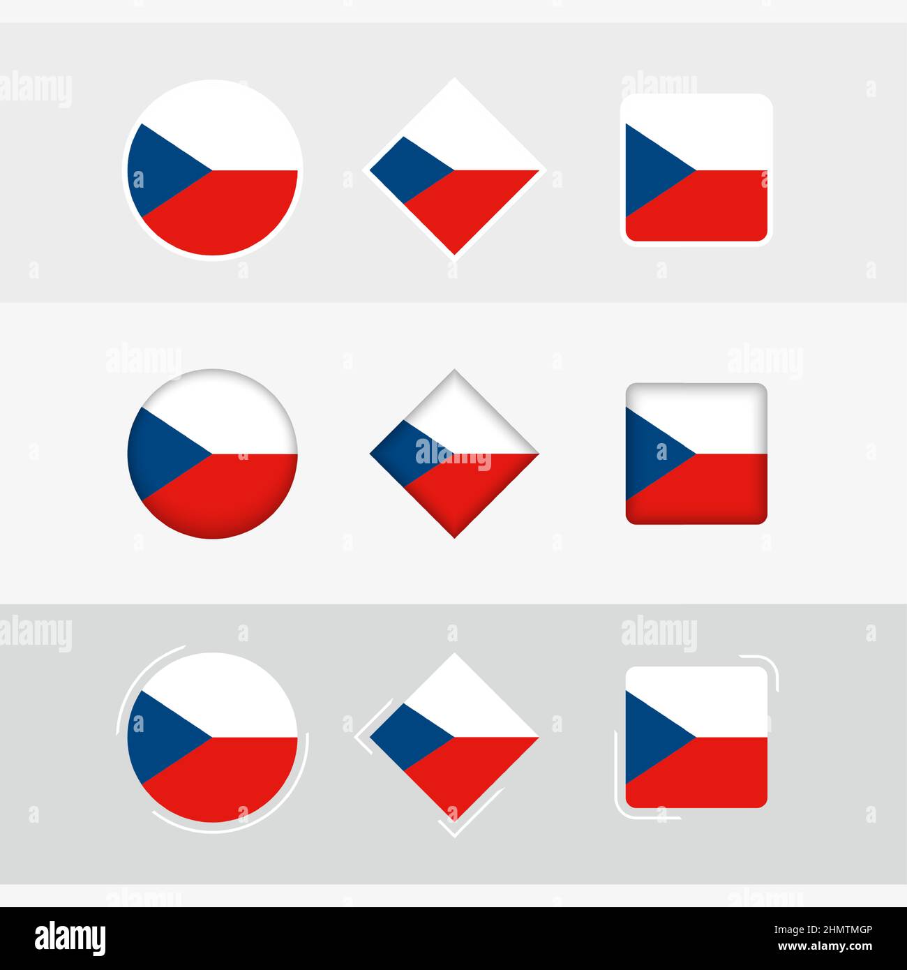 Czech Republic flag icons set, vector flag of Czech Republic. Three ...