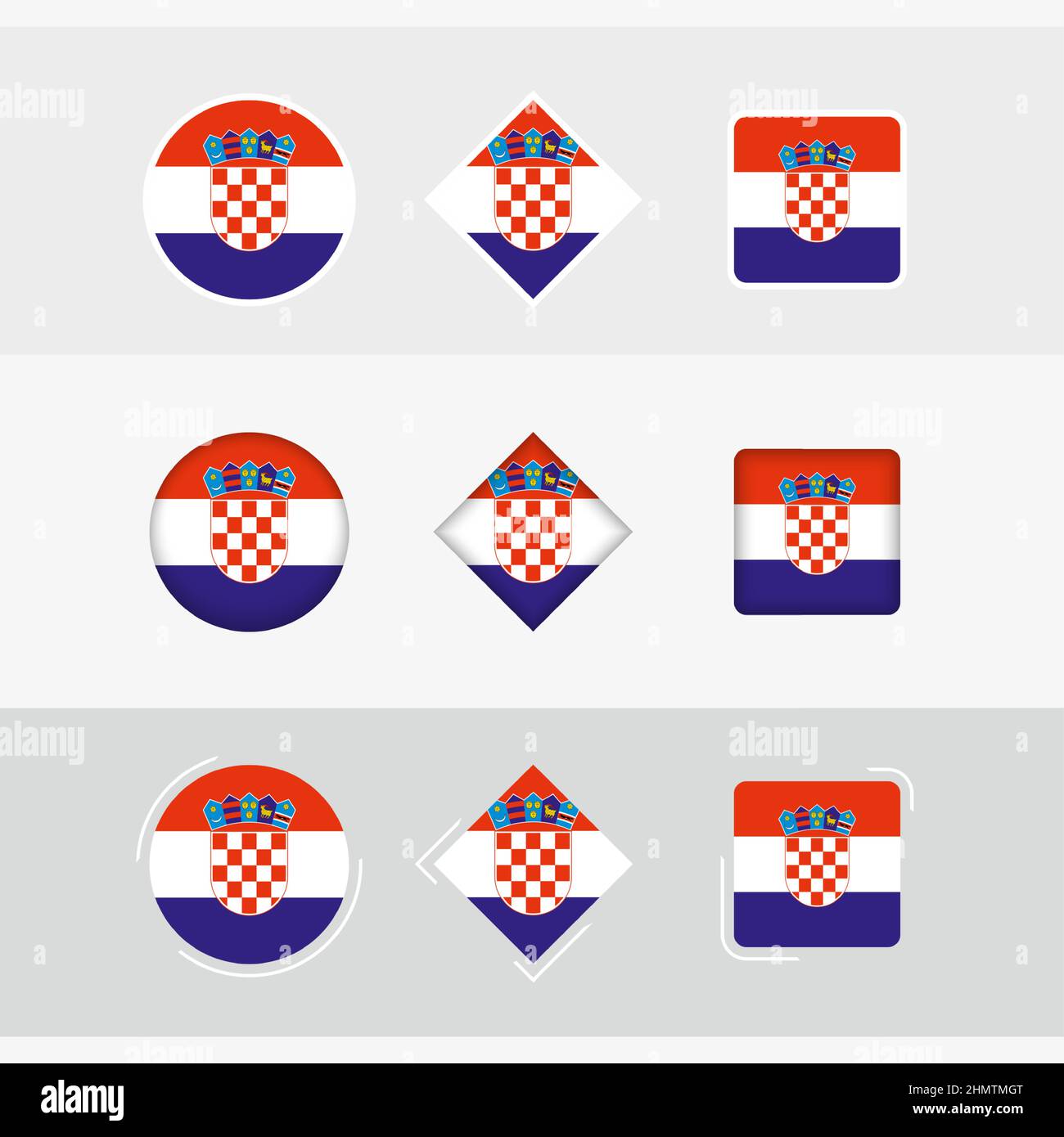 Croatia flag icons set, vector flag of Croatia. Three versions of icon ...