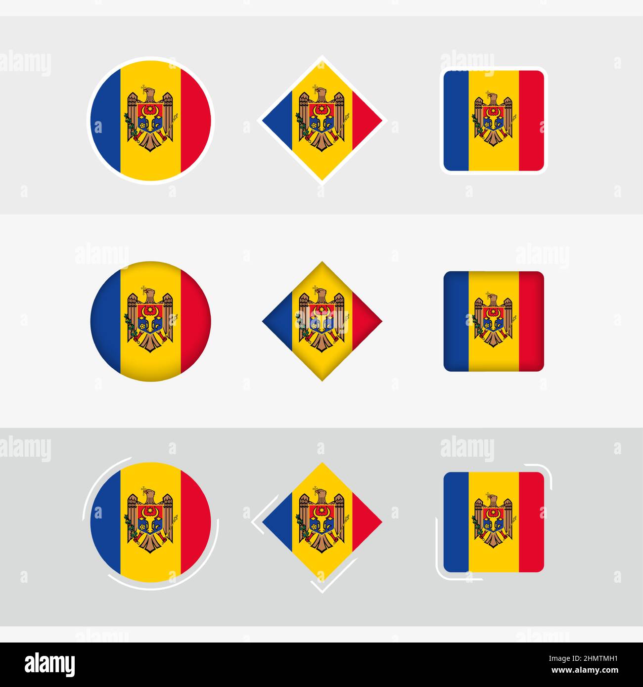 Moldova flag icons set, vector flag of Moldova. Three versions of icon ...