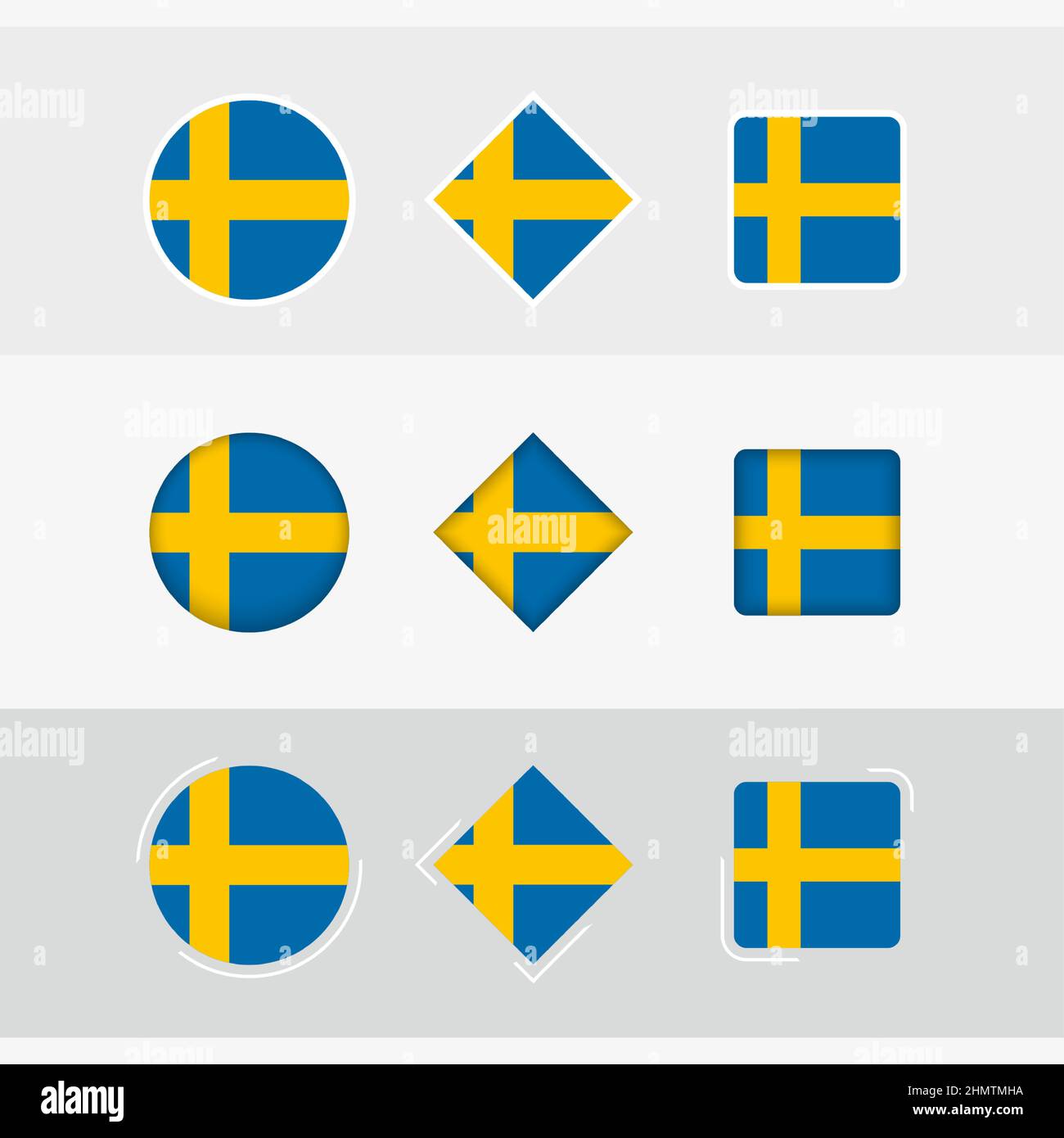Sweden flag icons set, vector flag of Sweden. Three versions of icon ...
