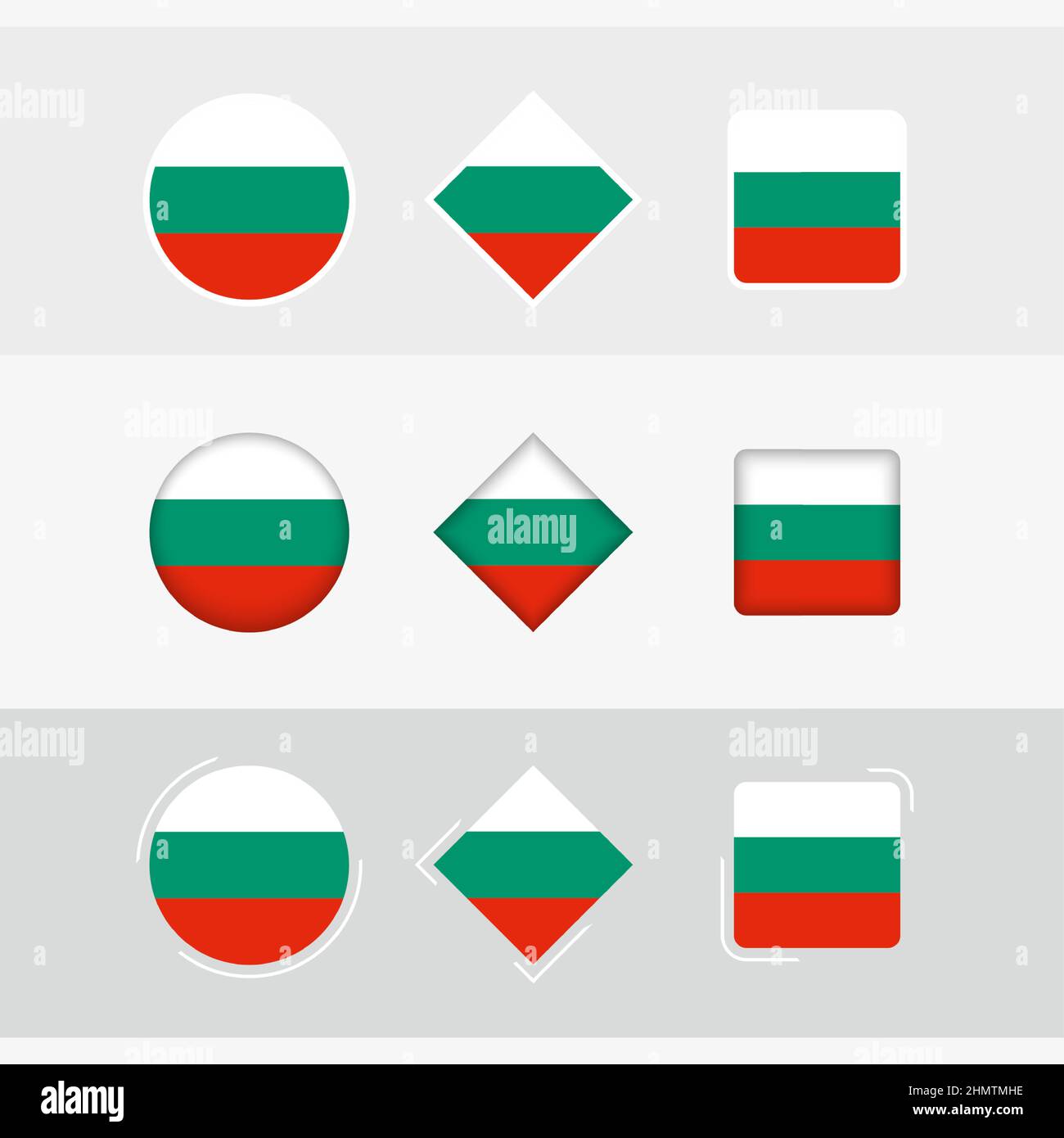 Bulgaria flag icons set, vector flag of Bulgaria. Three versions of ...