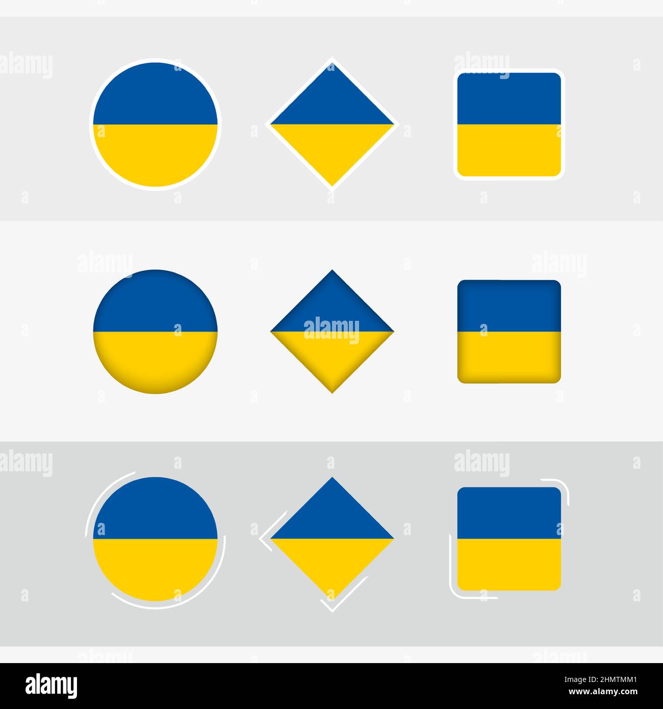 Ukraine flag icons set, vector flag of Ukraine. Three versions of icon ...