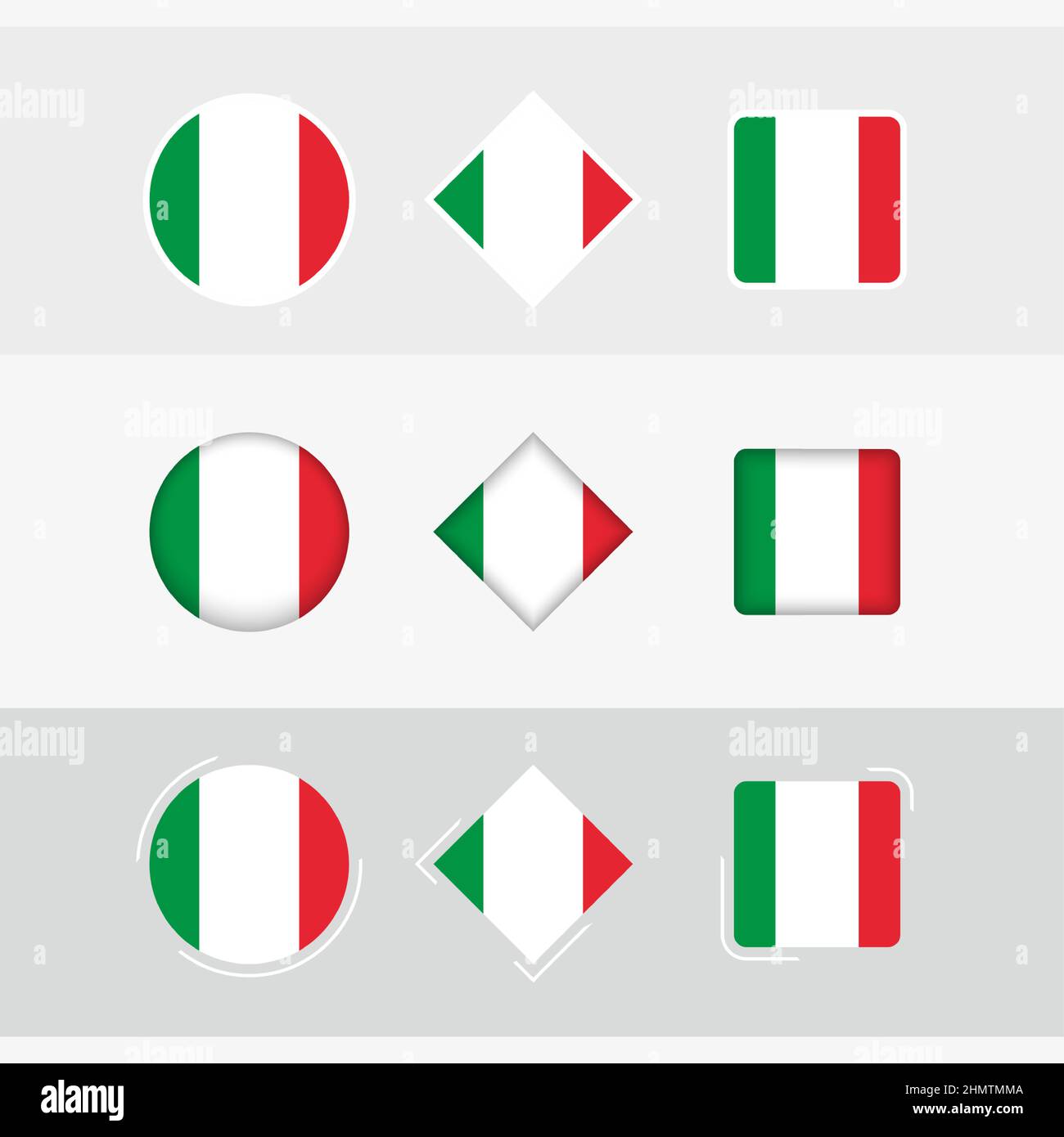 Italy flag icons set, vector flag of Italy. Three versions of icon ...