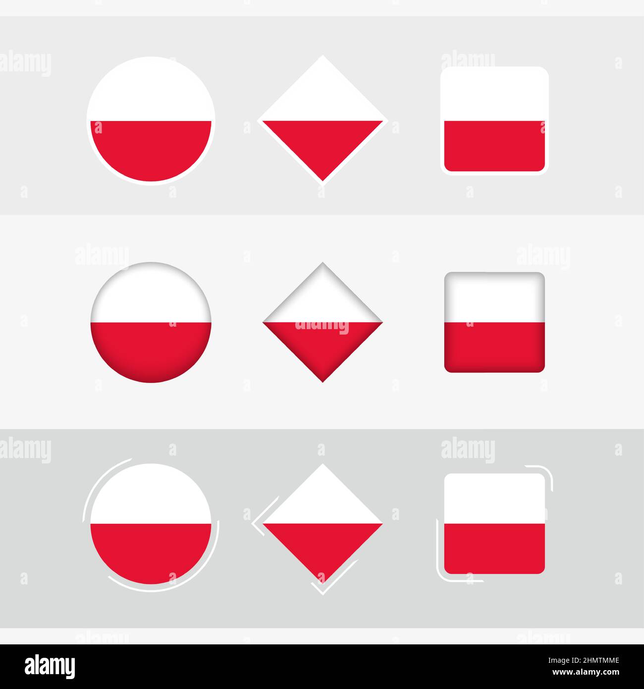 Poland flag icons set, vector flag of Poland. Three versions of icon ...