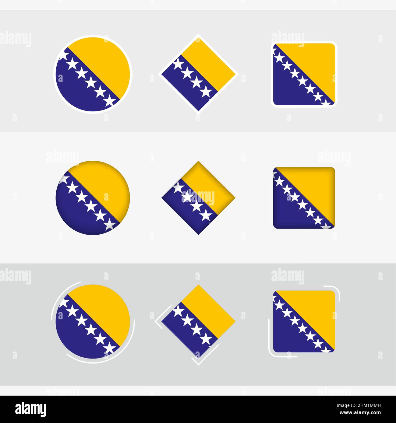 Bosnia and Herzegovina flag icons set, vector flag of Bosnia and ...