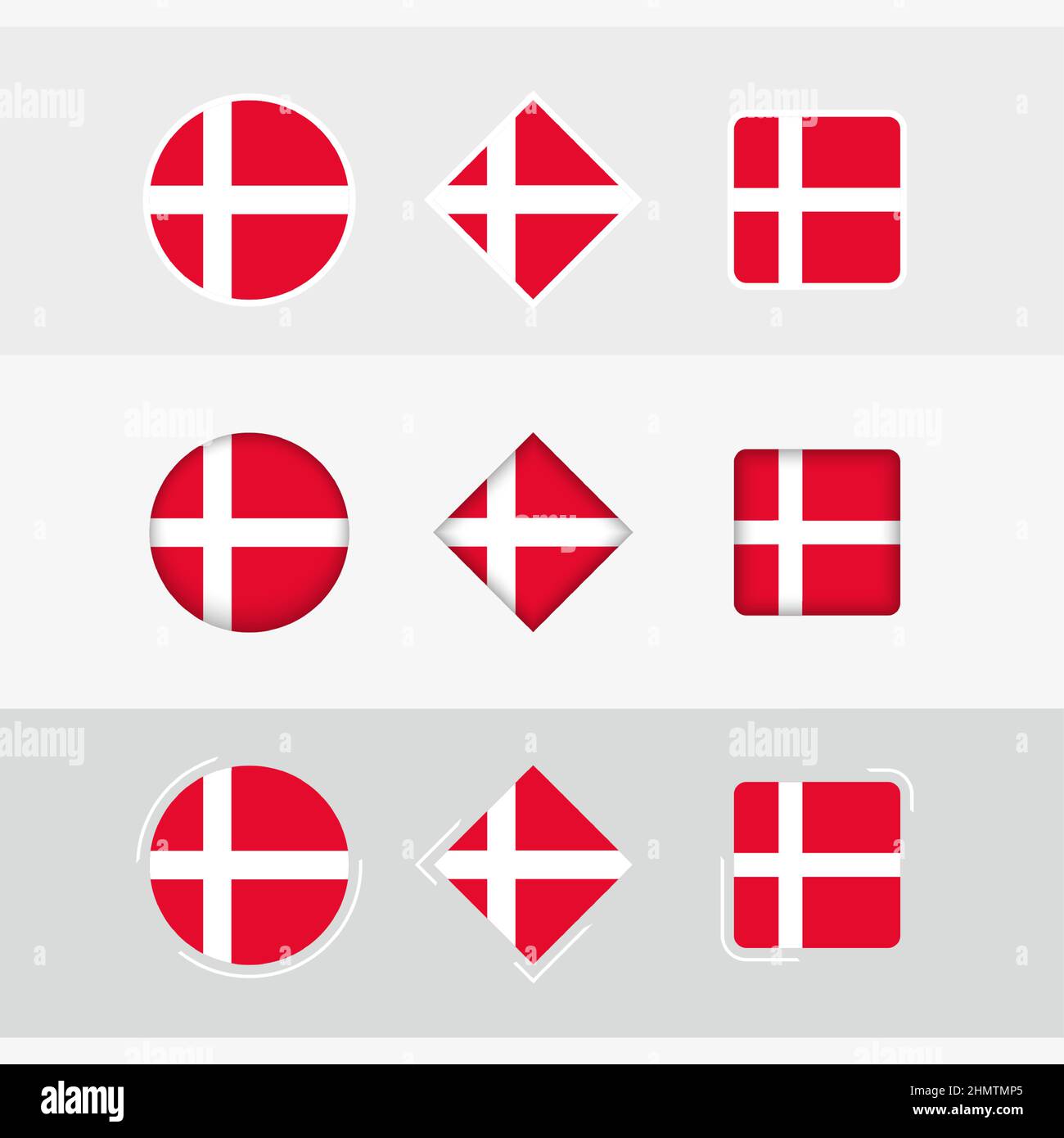 Denmark flag icons set, vector flag of Denmark. Three versions of icon ...
