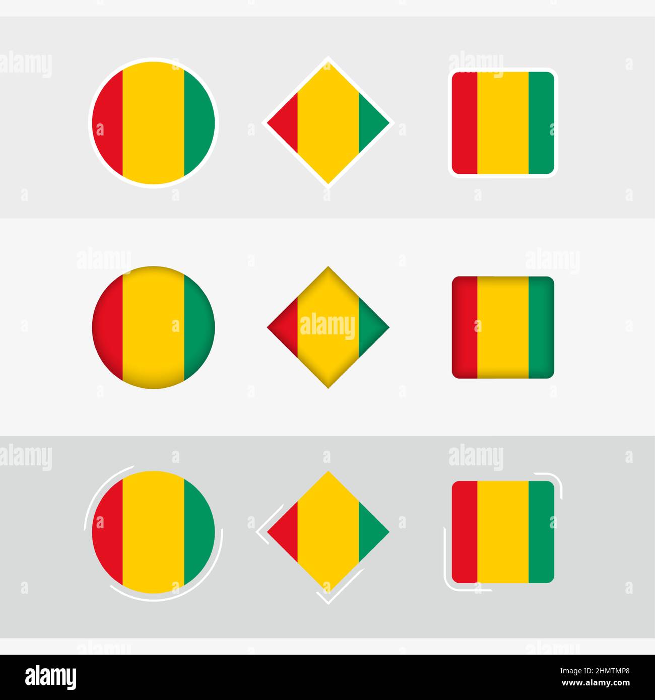 Guinea Flag Icons Set Vector Flag Of Guinea Three Versions Of Icon