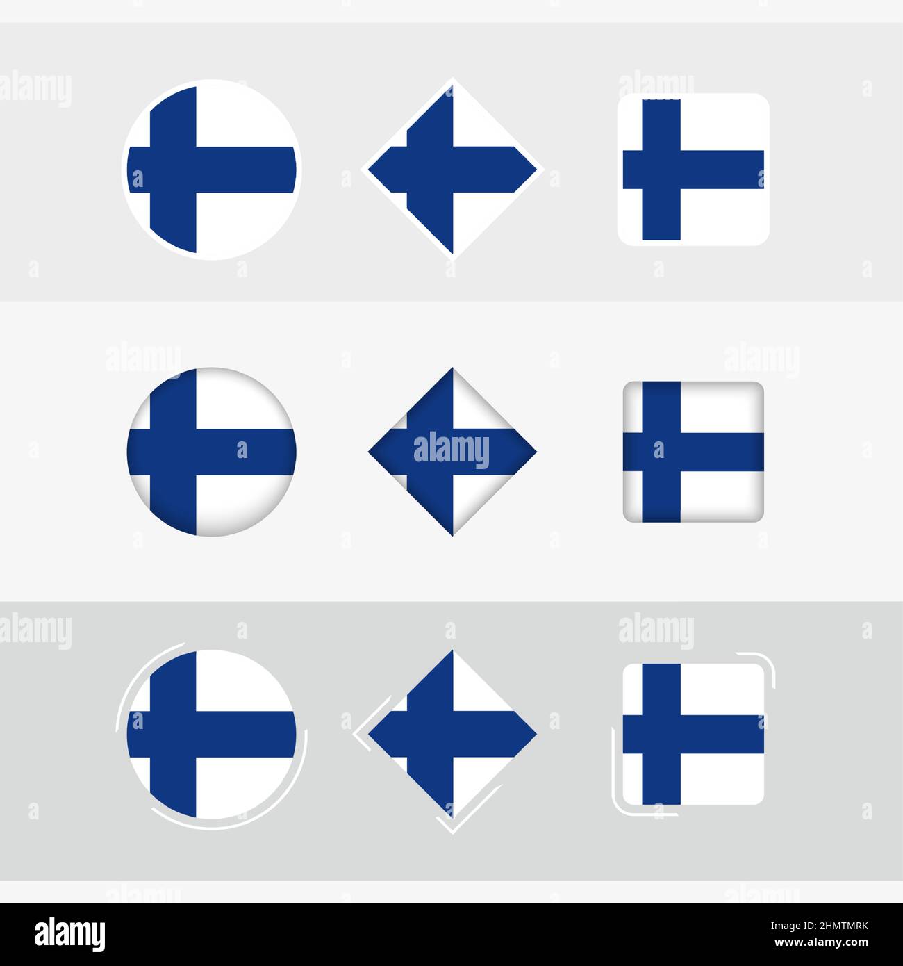 Finland flag icons set, vector flag of Finland. Three versions of icon ...