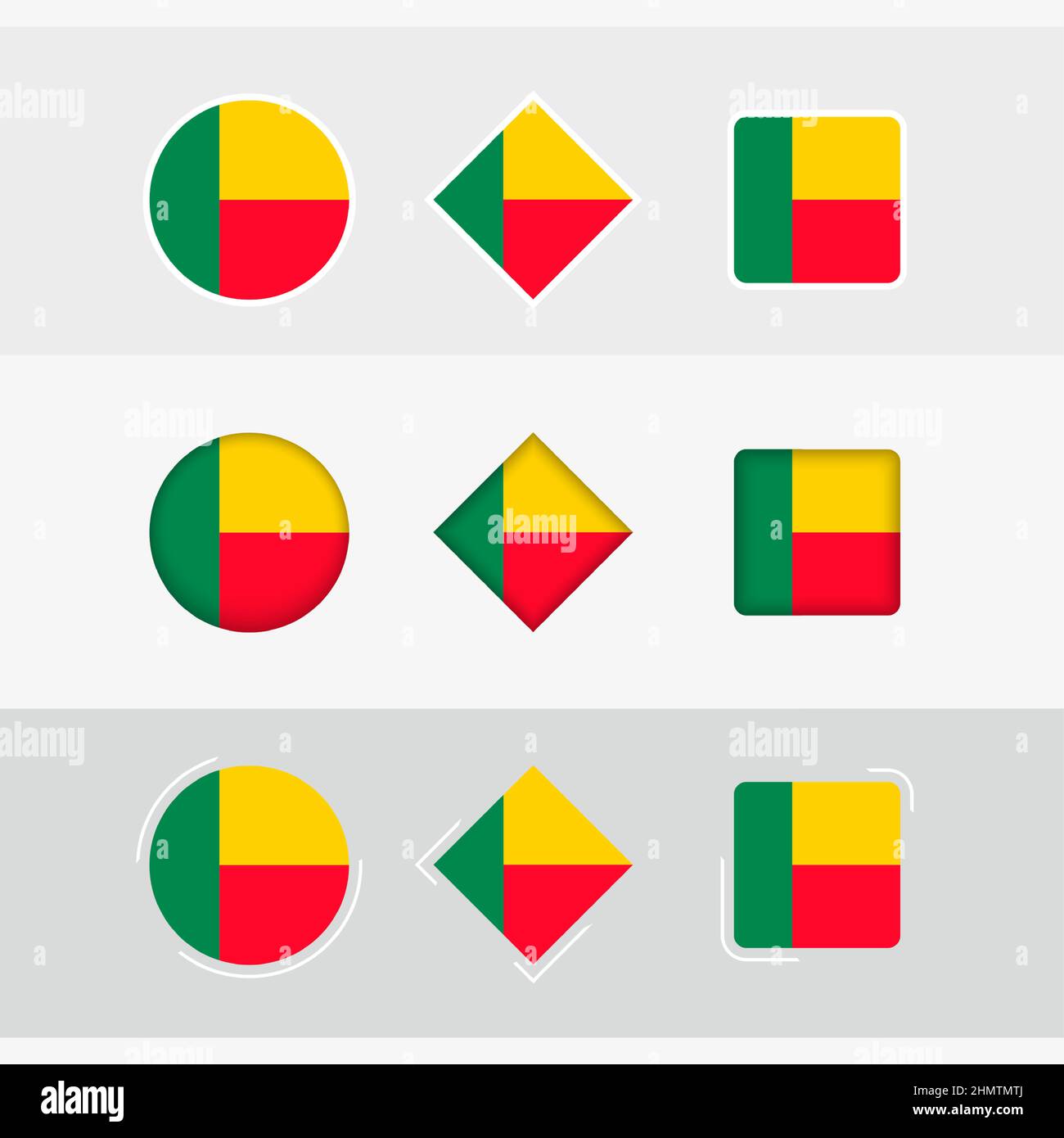 Benin flag icons set, vector flag of Benin. Three versions of icon Stock Vector Image & Art - Alamy