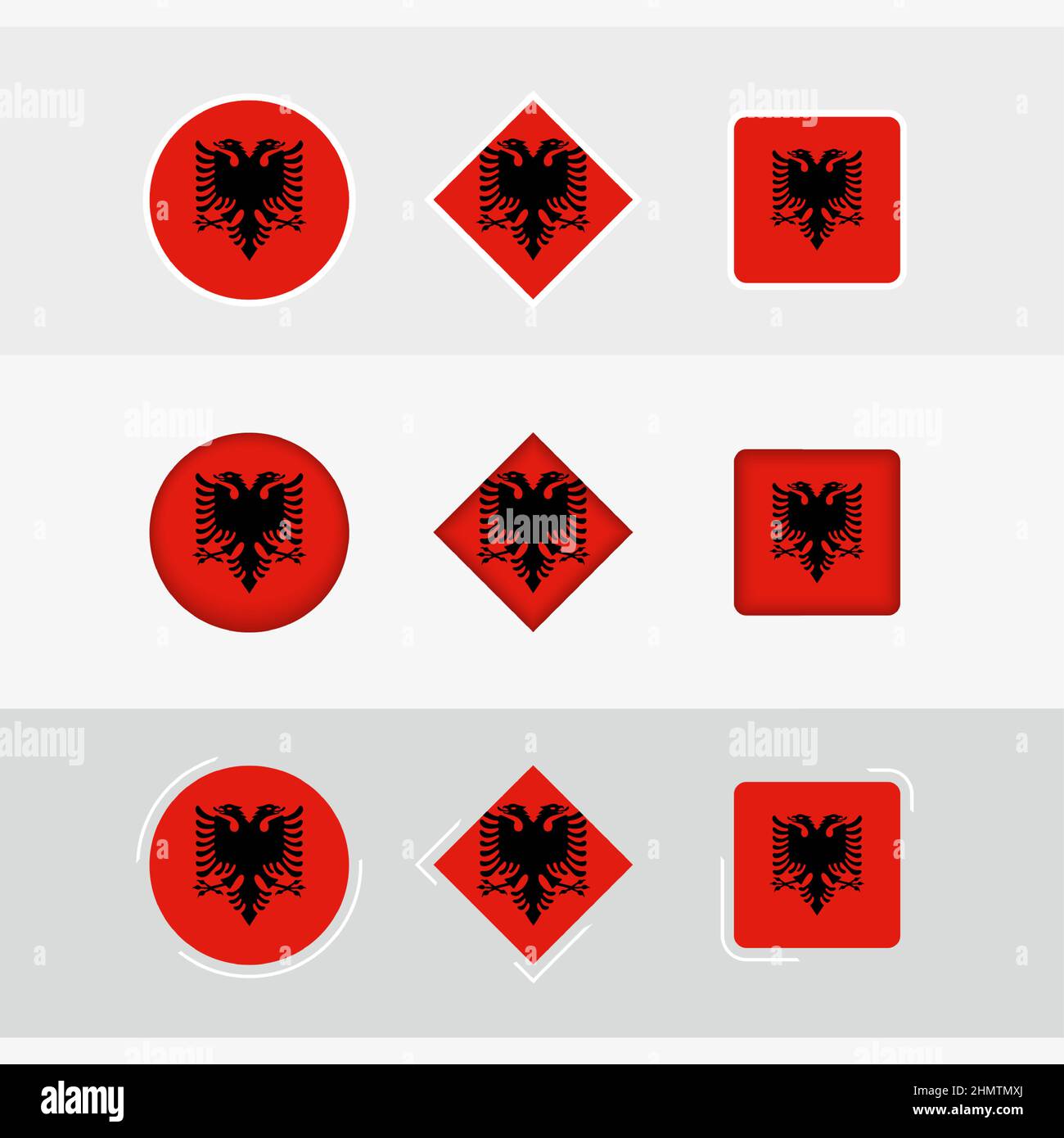 Albania flag icons set, vector flag of Albania. Three versions of icon ...