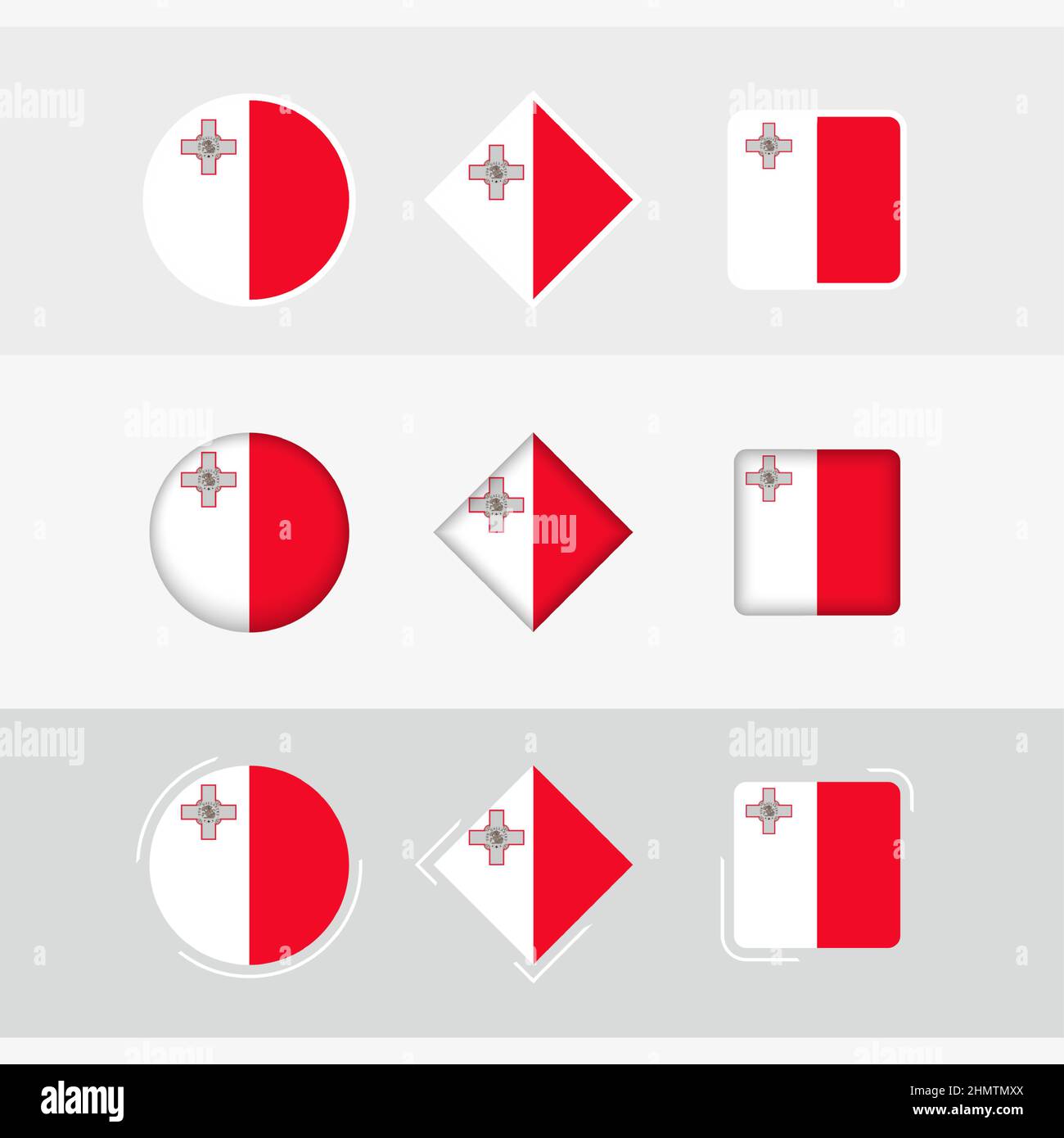 Malta flag icons set, vector flag of Malta. Three versions of icon ...