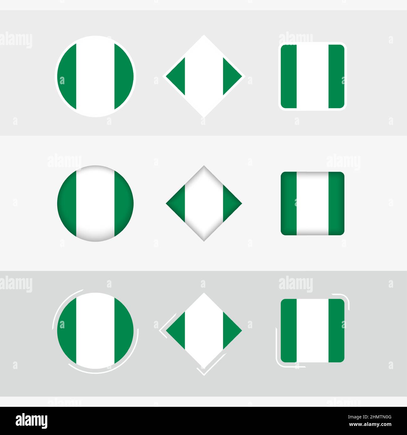 Nigeria flag icons set, vector flag of Nigeria. Three versions of icon ...