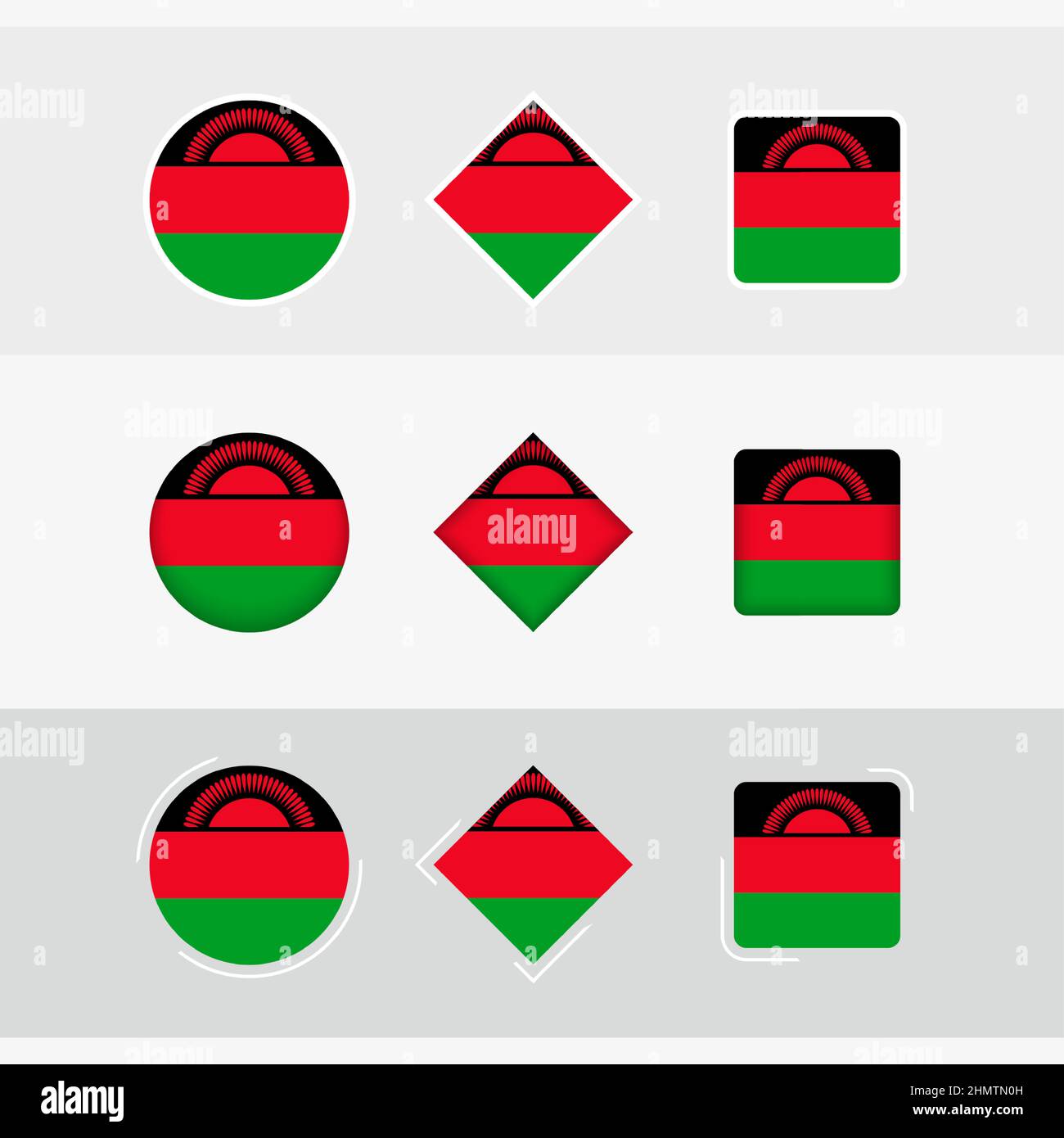 Malawi flag icons set, vector flag of Malawi. Three versions of icon ...