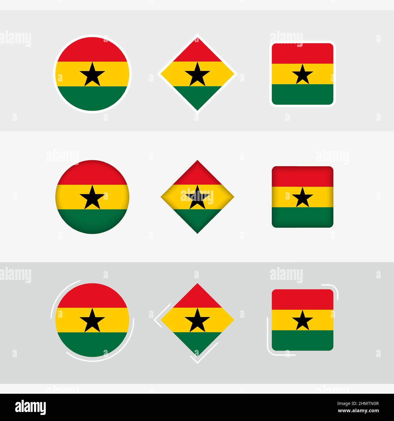 Ghana flag icons set, vector flag of Ghana. Three versions of icon ...