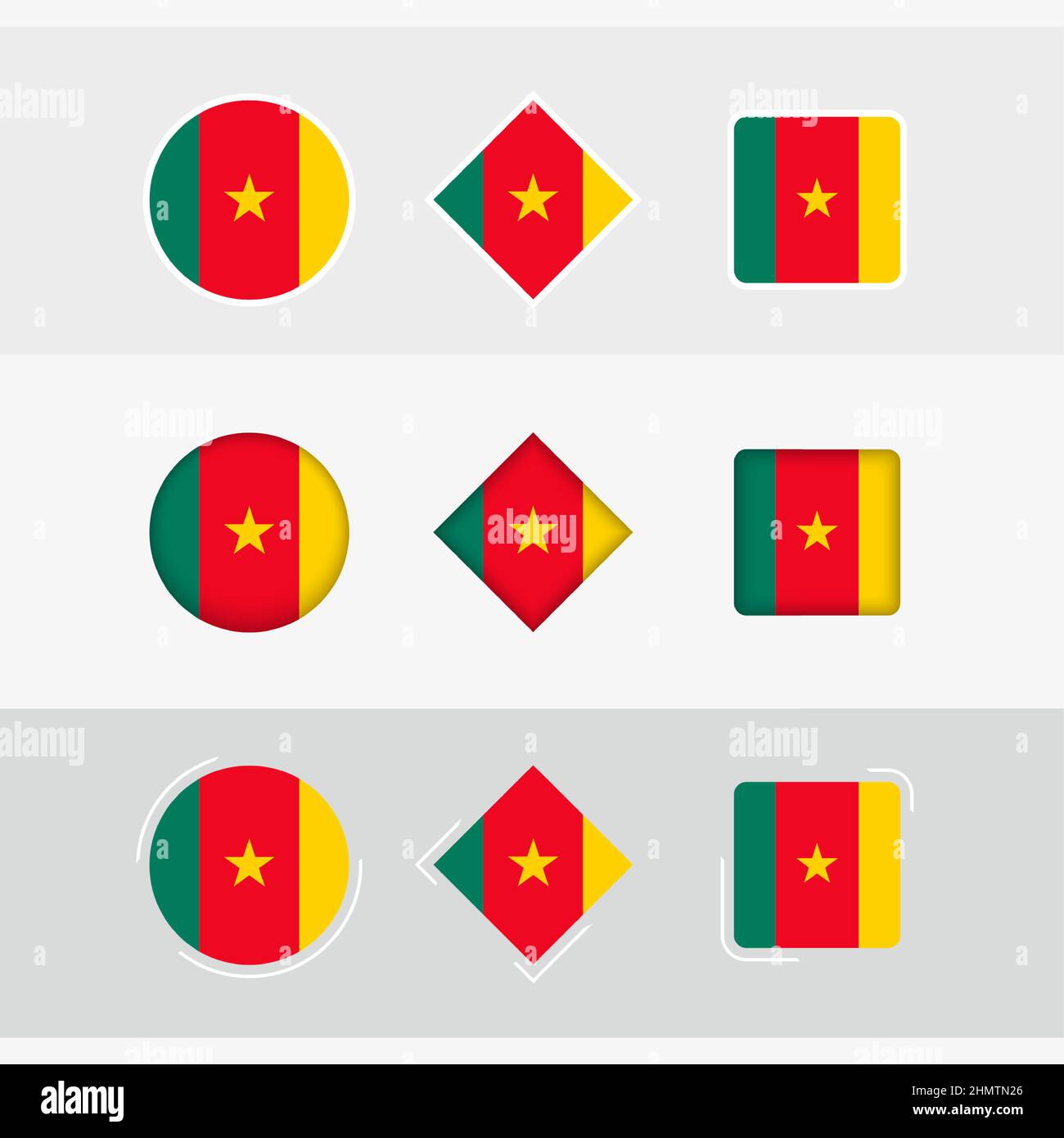 Cameroon flag icons set, vector flag of Cameroon. Three versions of ...