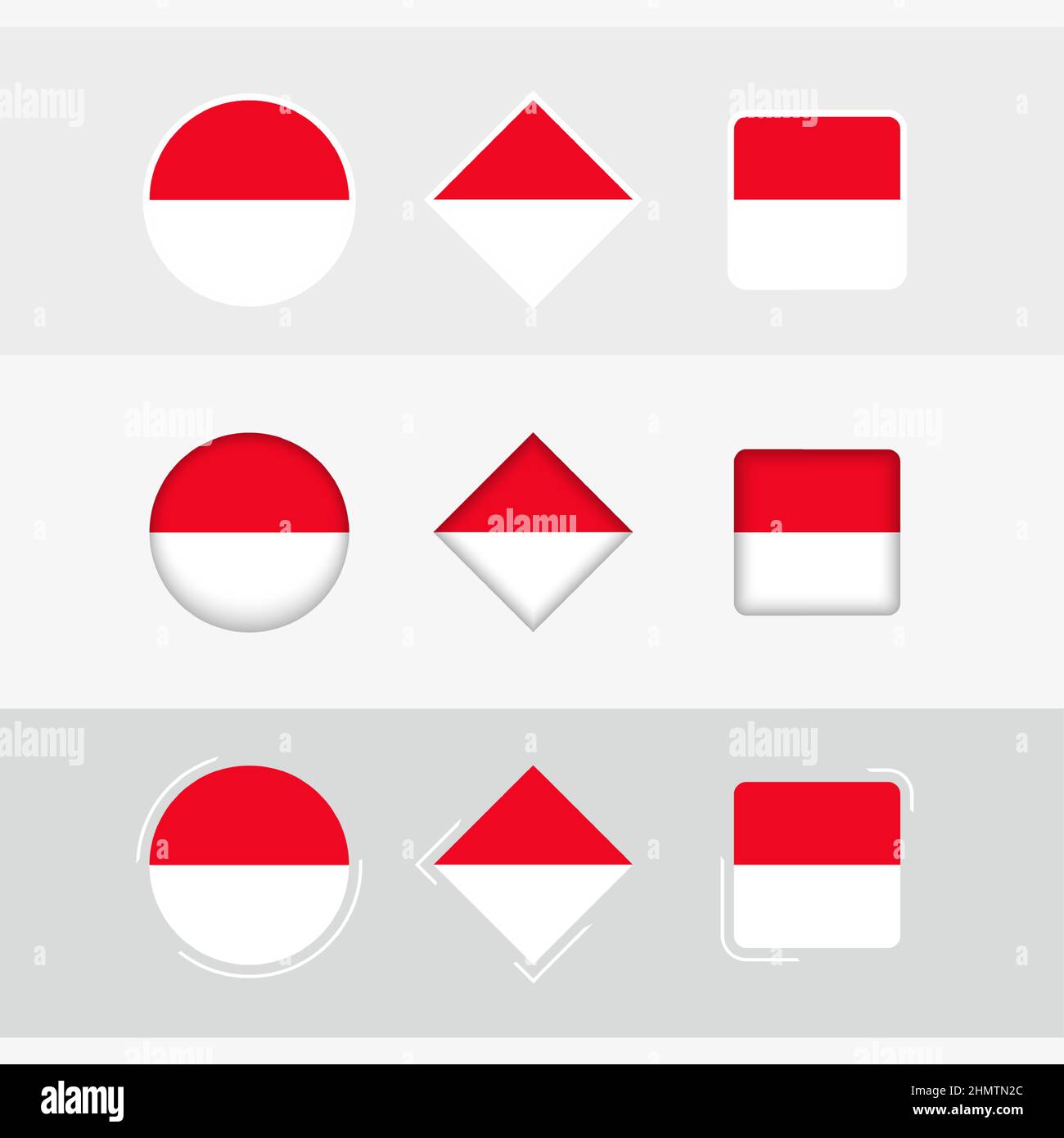 Monaco flag icons set, vector flag of Monaco. Three versions of icon ...