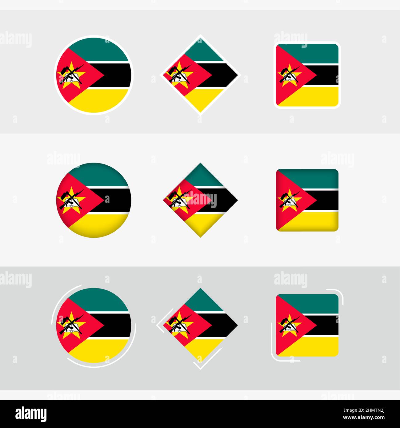 Mozambique flag icons set, vector flag of Mozambique. Three versions of ...