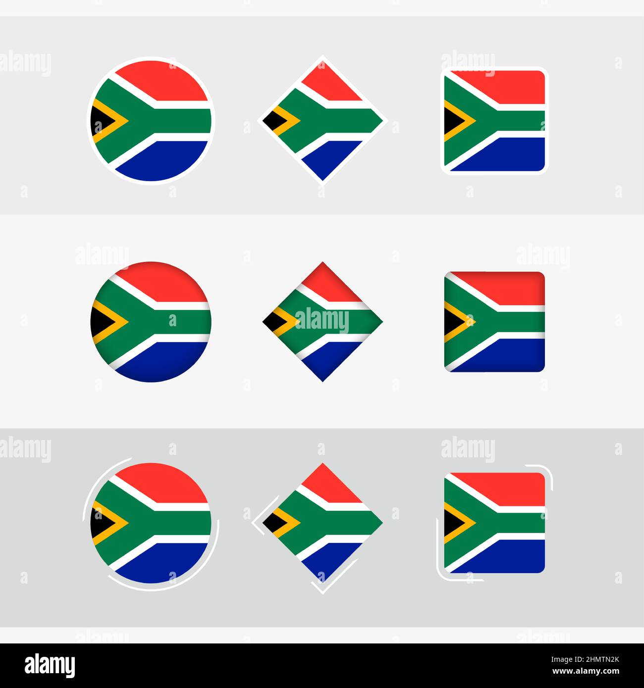 South Africa flag icons set, vector flag of South Africa. Three ...