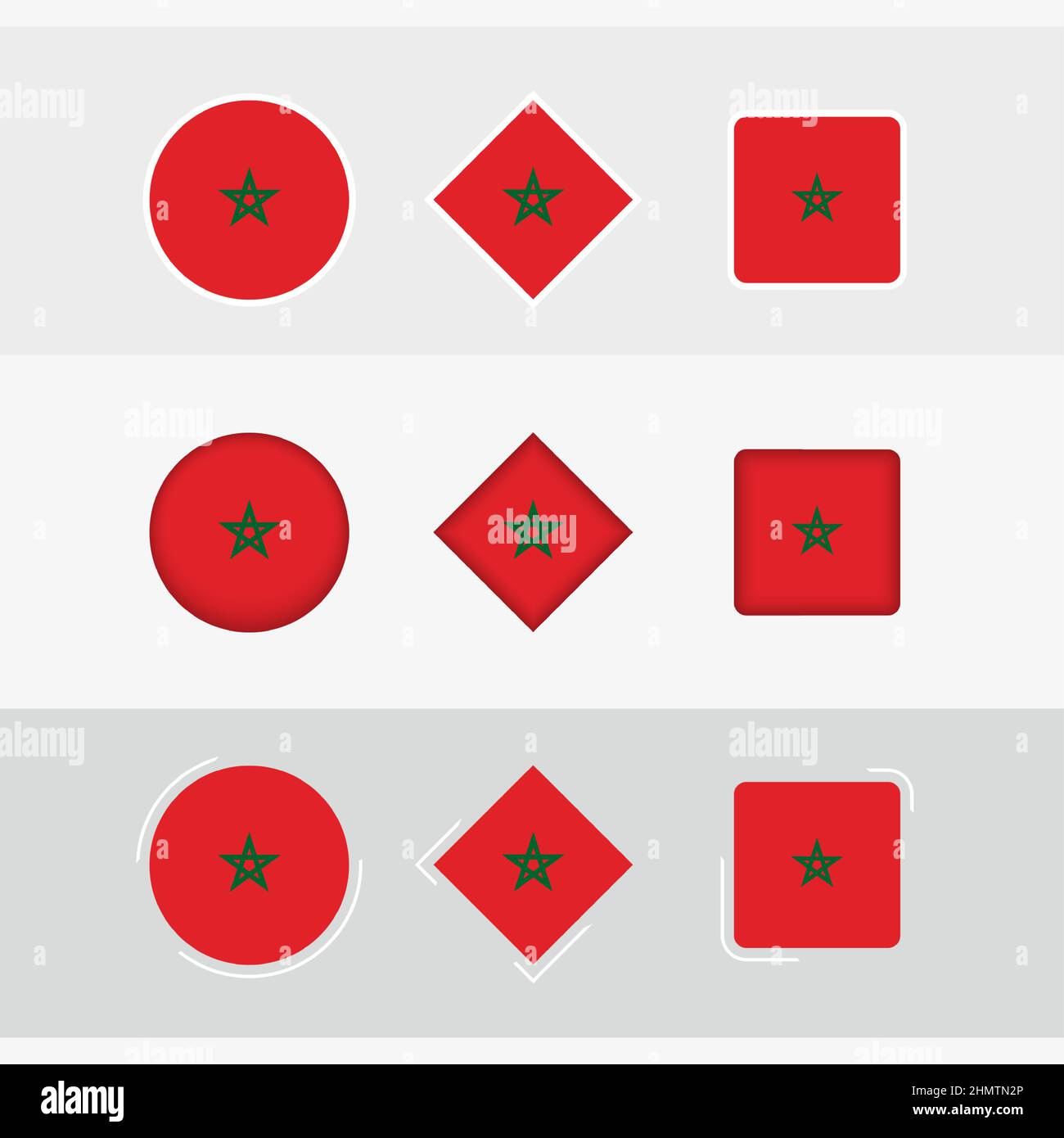 Morocco flag icons set, vector flag of Morocco. Three versions of icon ...