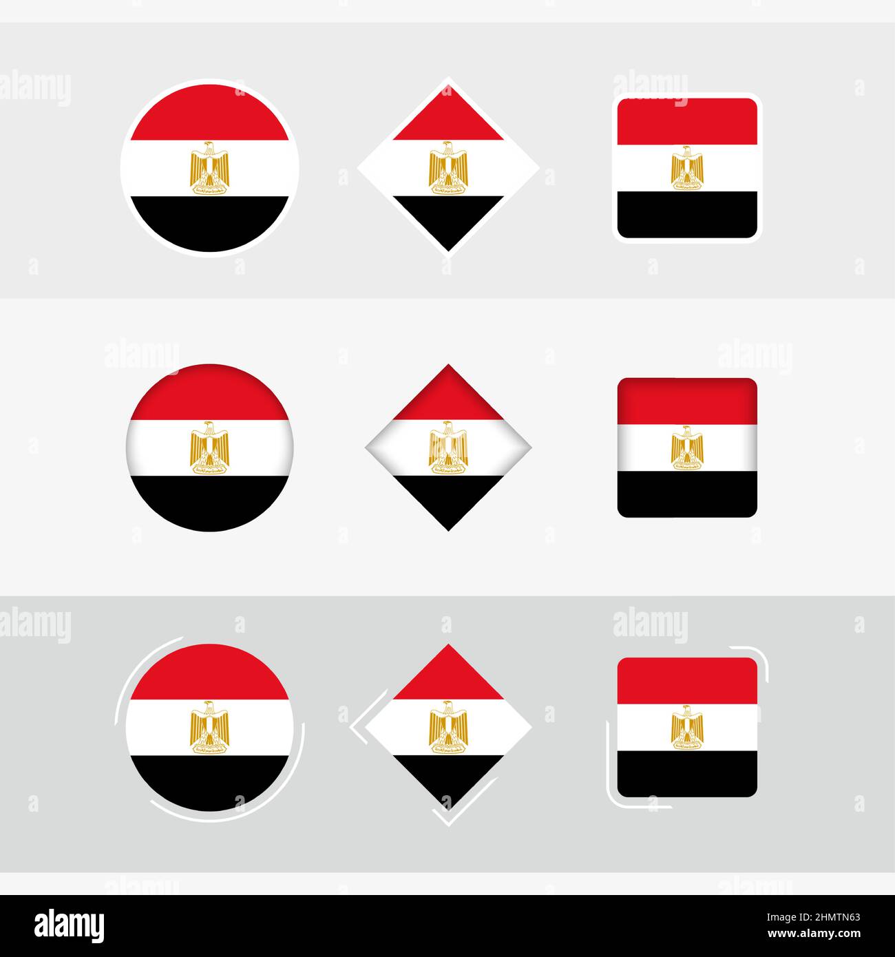 Egypt flag icons set, vector flag of Egypt. Three versions of icon ...