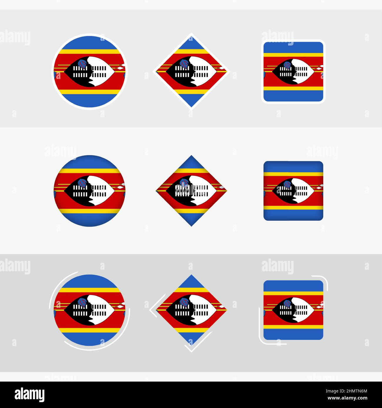 Swaziland flag icons set, vector flag of Swaziland. Three versions of ...