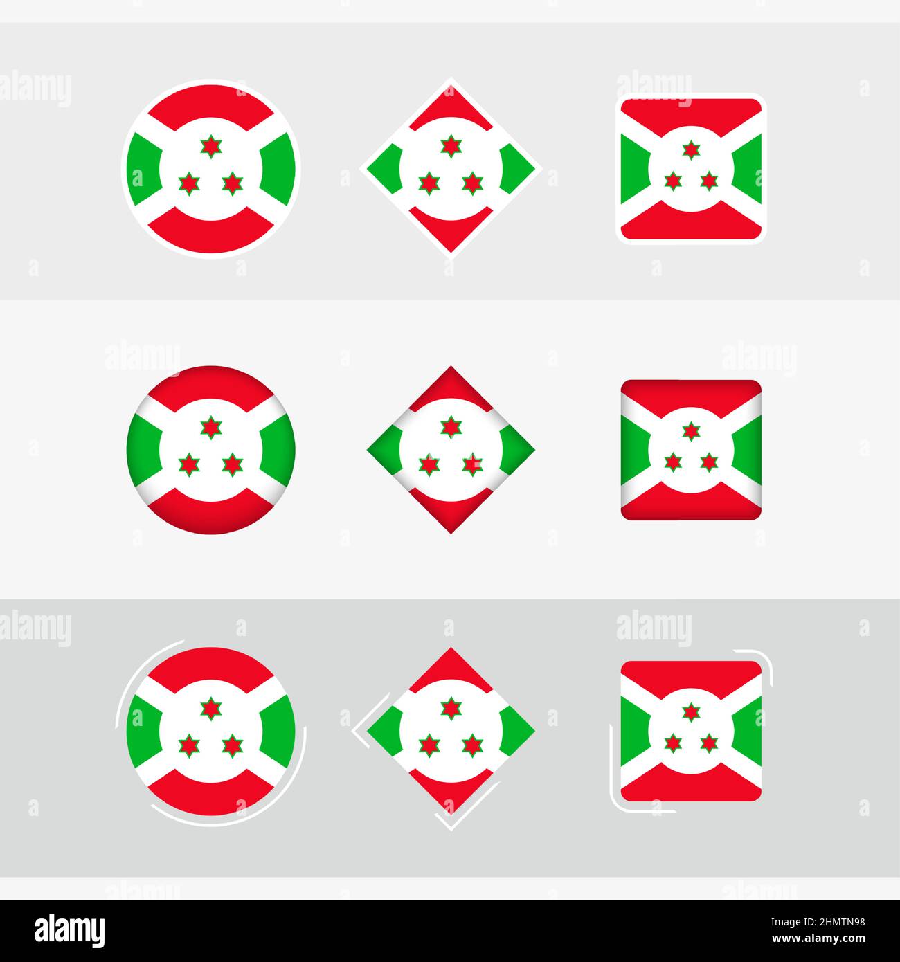 Burundi flag icons set, vector flag of Burundi. Three versions of icon ...