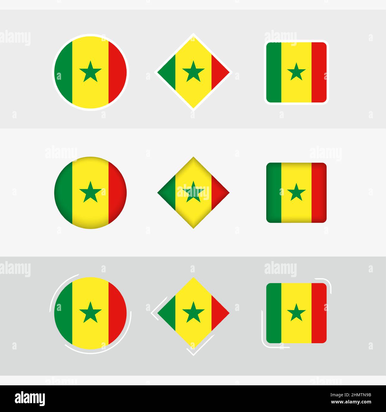 Senegal flag icons set, vector flag of Senegal. Three versions of icon ...