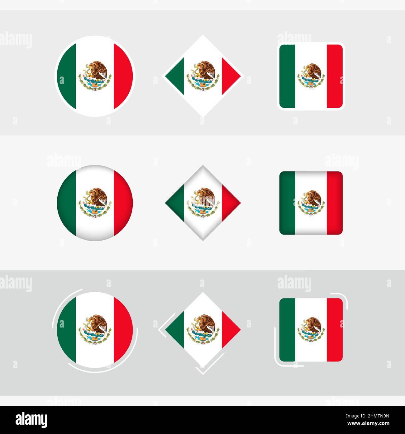 Mexico flag icons set, vector flag of Mexico. Three versions of icon ...