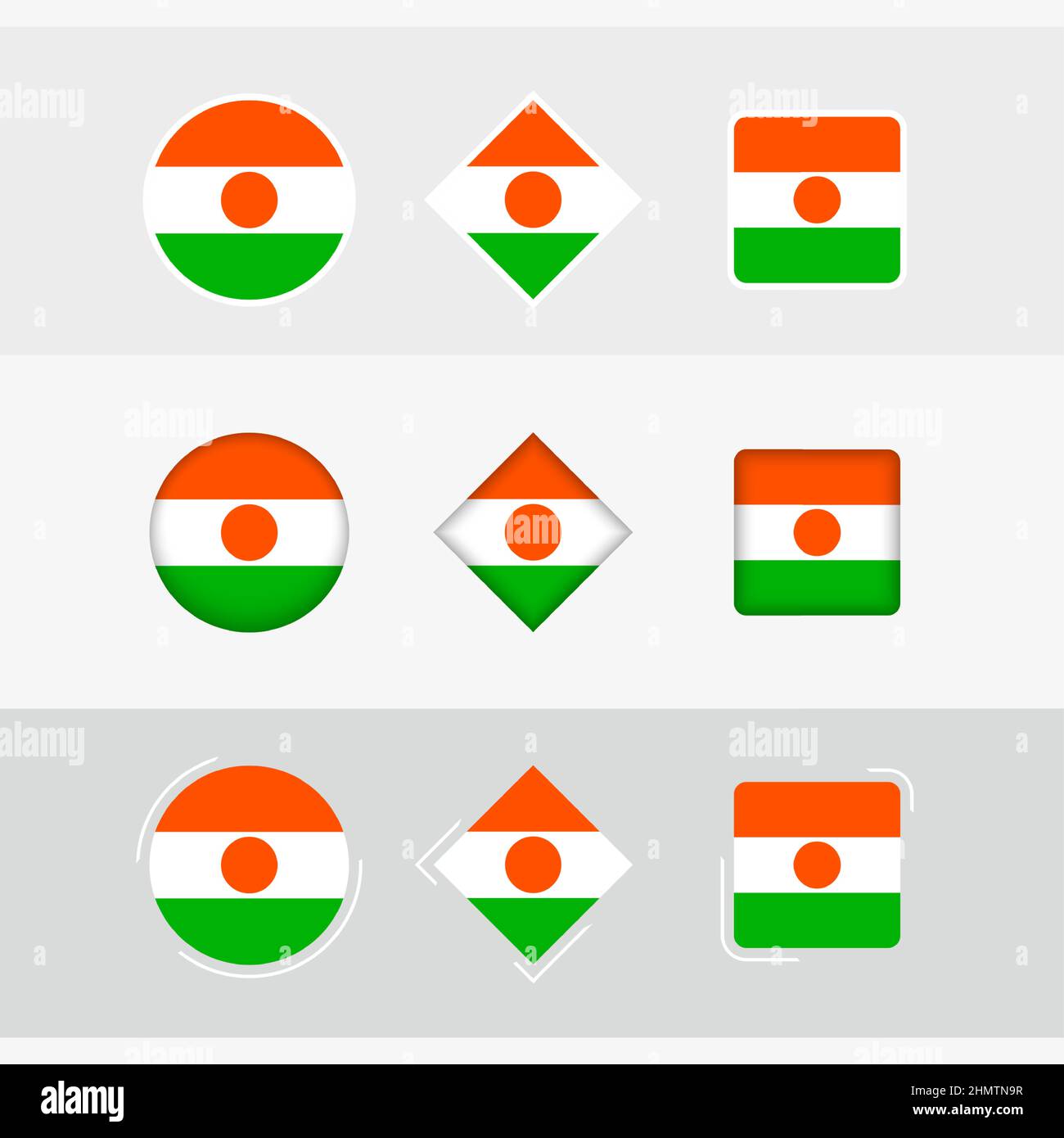 Niger flag icons set, vector flag of Niger. Three versions of icon ...