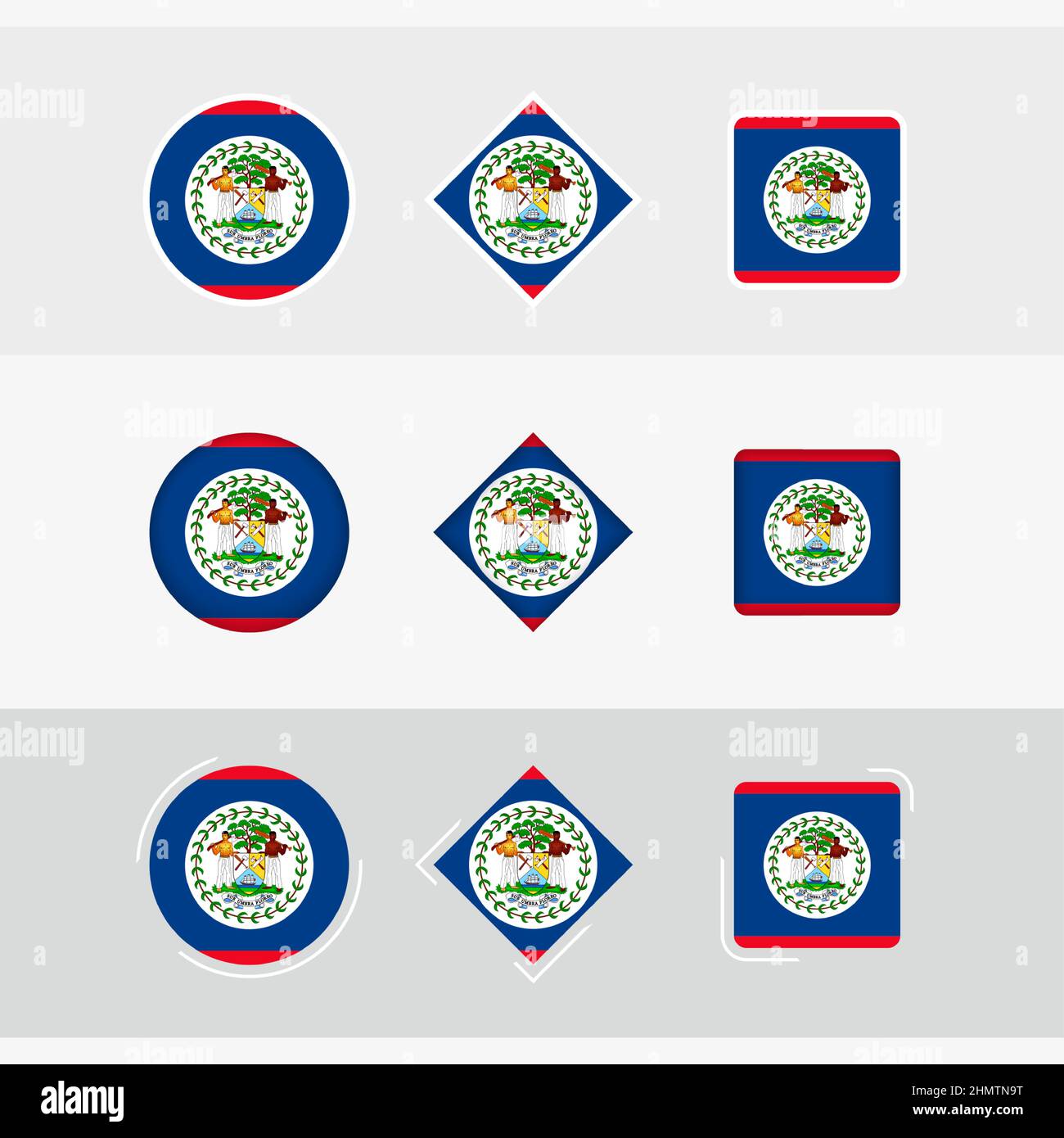 Belize flag icons set, vector flag of Belize. Three versions of icon ...