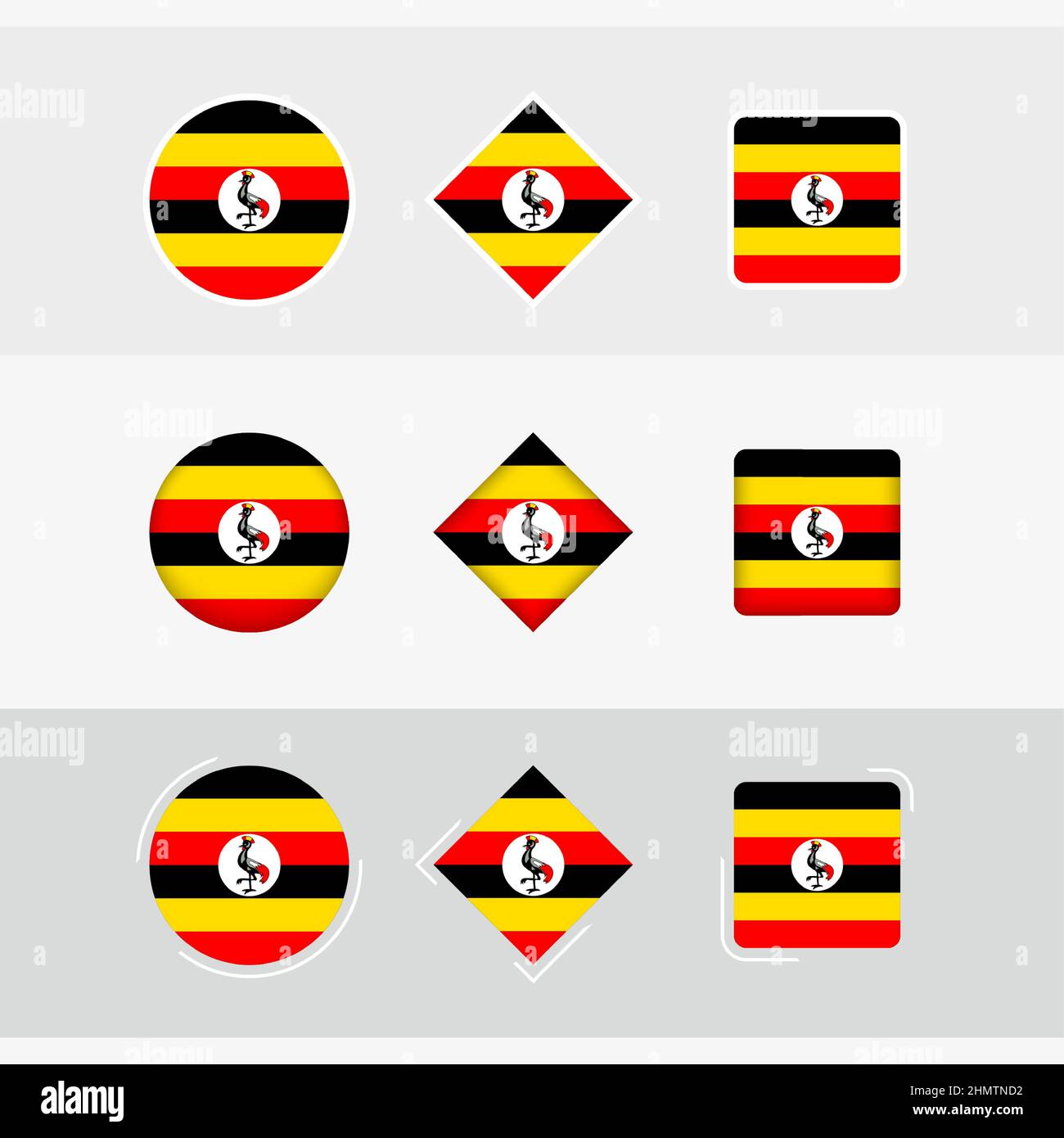 Uganda flag icons set, vector flag of Uganda. Three versions of icon ...