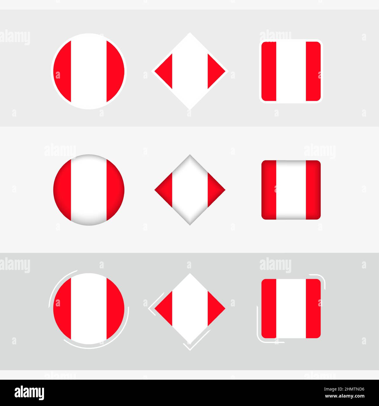 Peru flag icons set, vector flag of Peru. Three versions of icon Stock ...