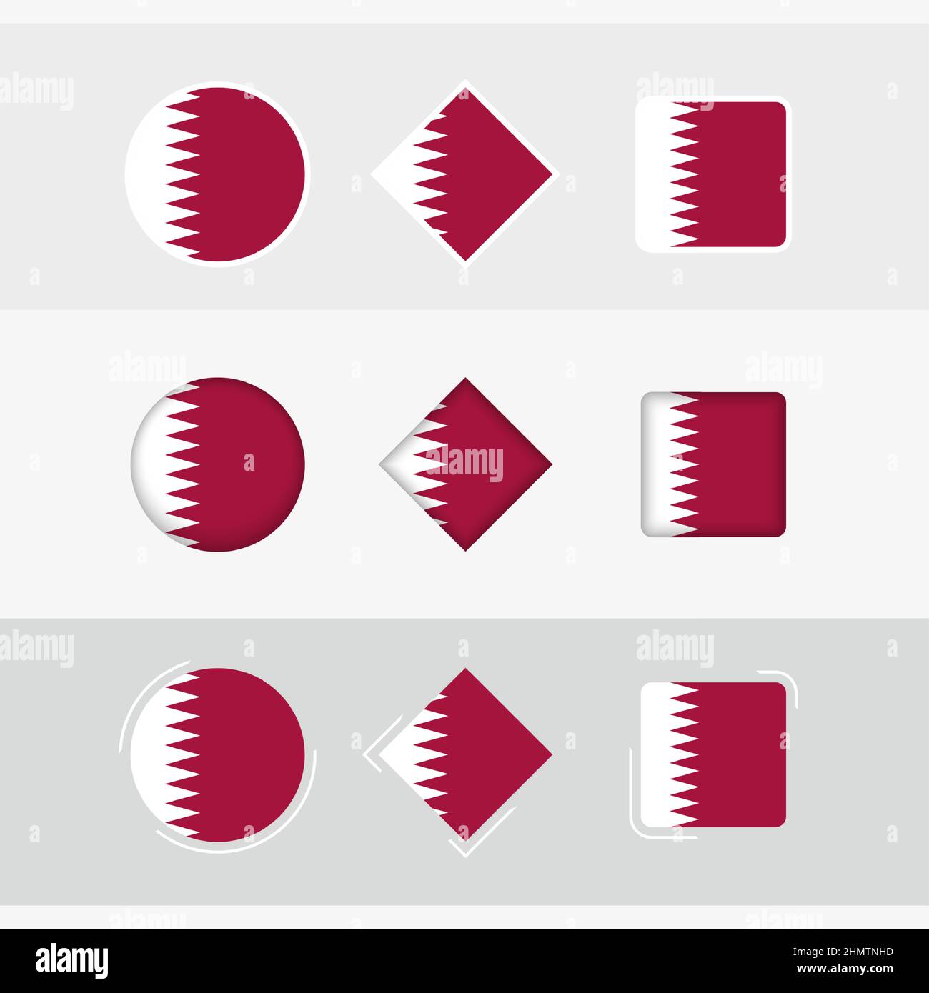 Qatar flag icons set, vector flag of Qatar. Three versions of icon ...