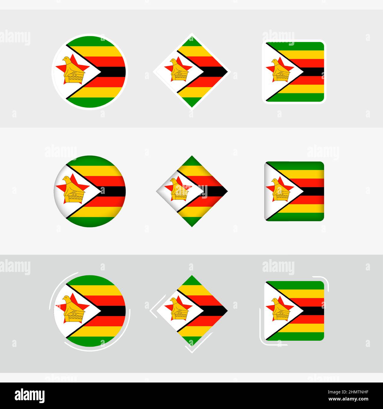 Zimbabwe flag icons set, vector flag of Zimbabwe. Three versions of ...