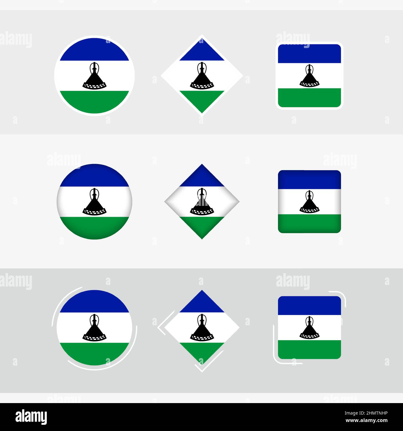 Lesotho flag icons set, vector flag of Lesotho. Three versions of icon ...