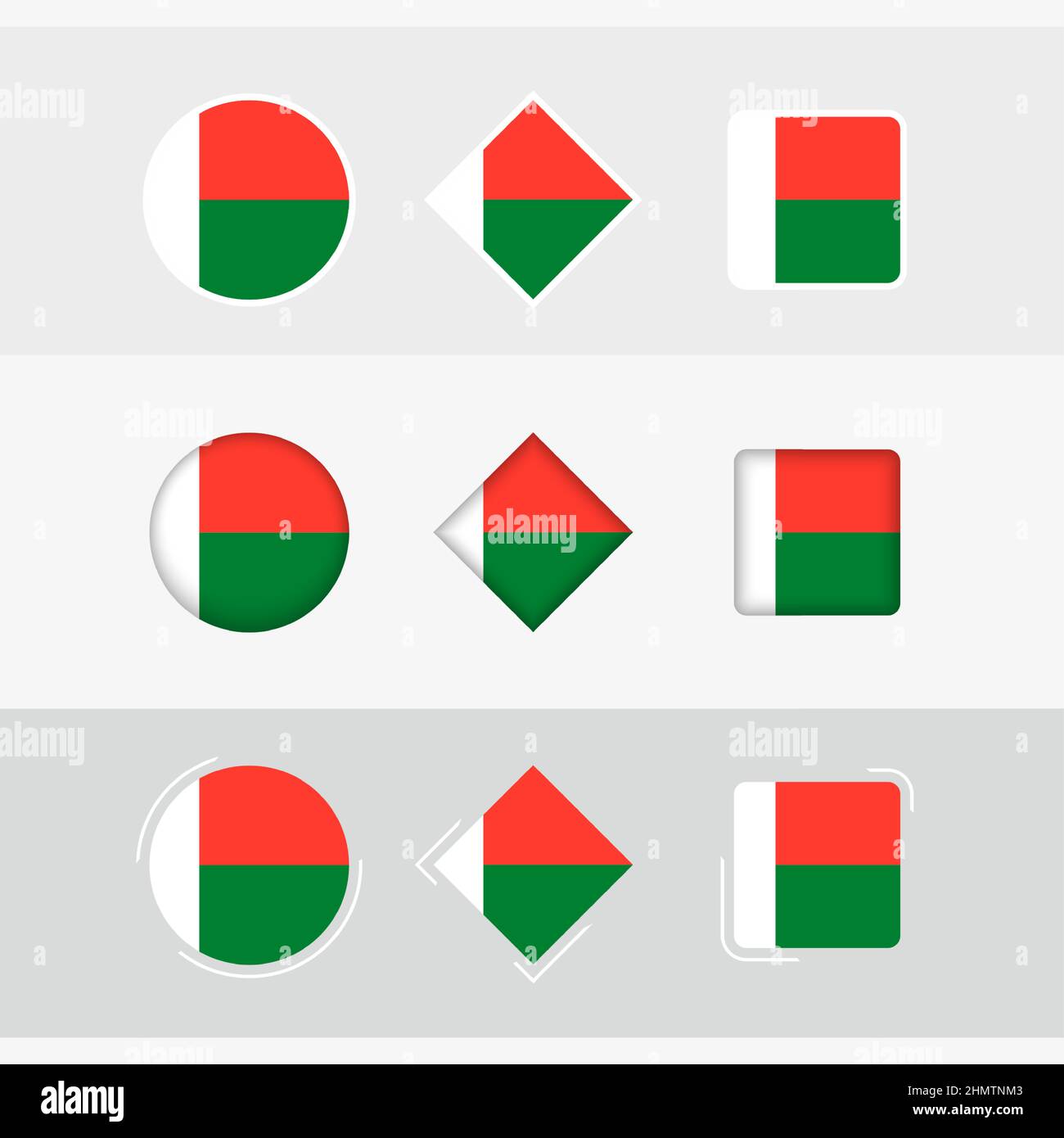 Madagascar flag icons set, vector flag of Madagascar. Three versions of ...