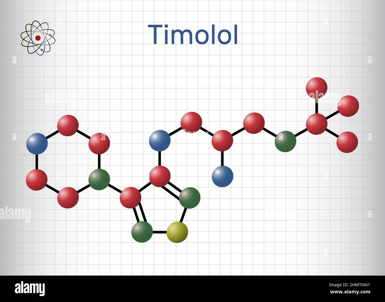 Timolol, molecule. It is non-selective beta blocker medication for ...