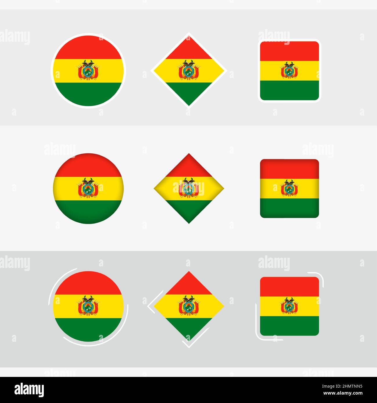 Bolivia flag icons set, vector flag of Bolivia. Three versions of icon ...