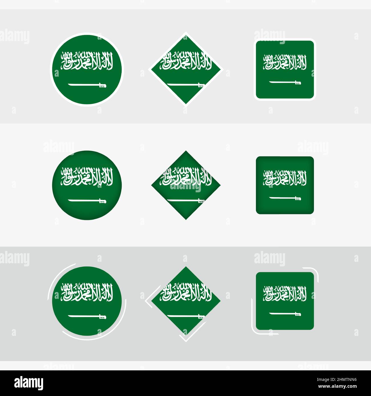 Saudi Arabia flag icons set, vector flag of Saudi Arabia. Three ...