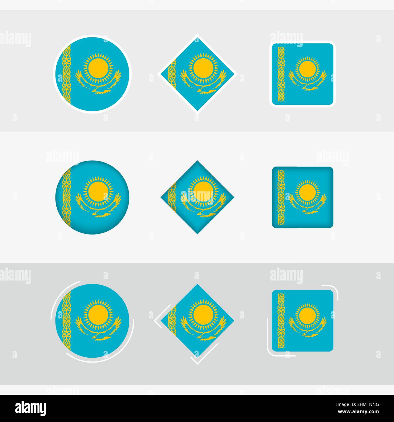 Kazakhstan flag icons set, vector flag of Kazakhstan. Three versions of ...
