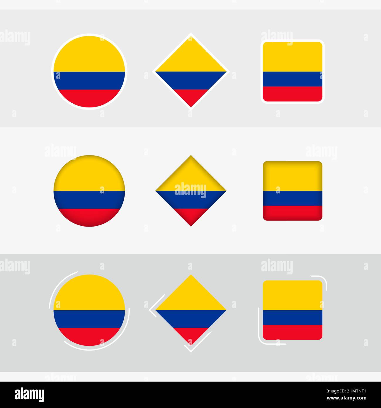 Colombia flag icons set, vector flag of Colombia. Three versions of ...