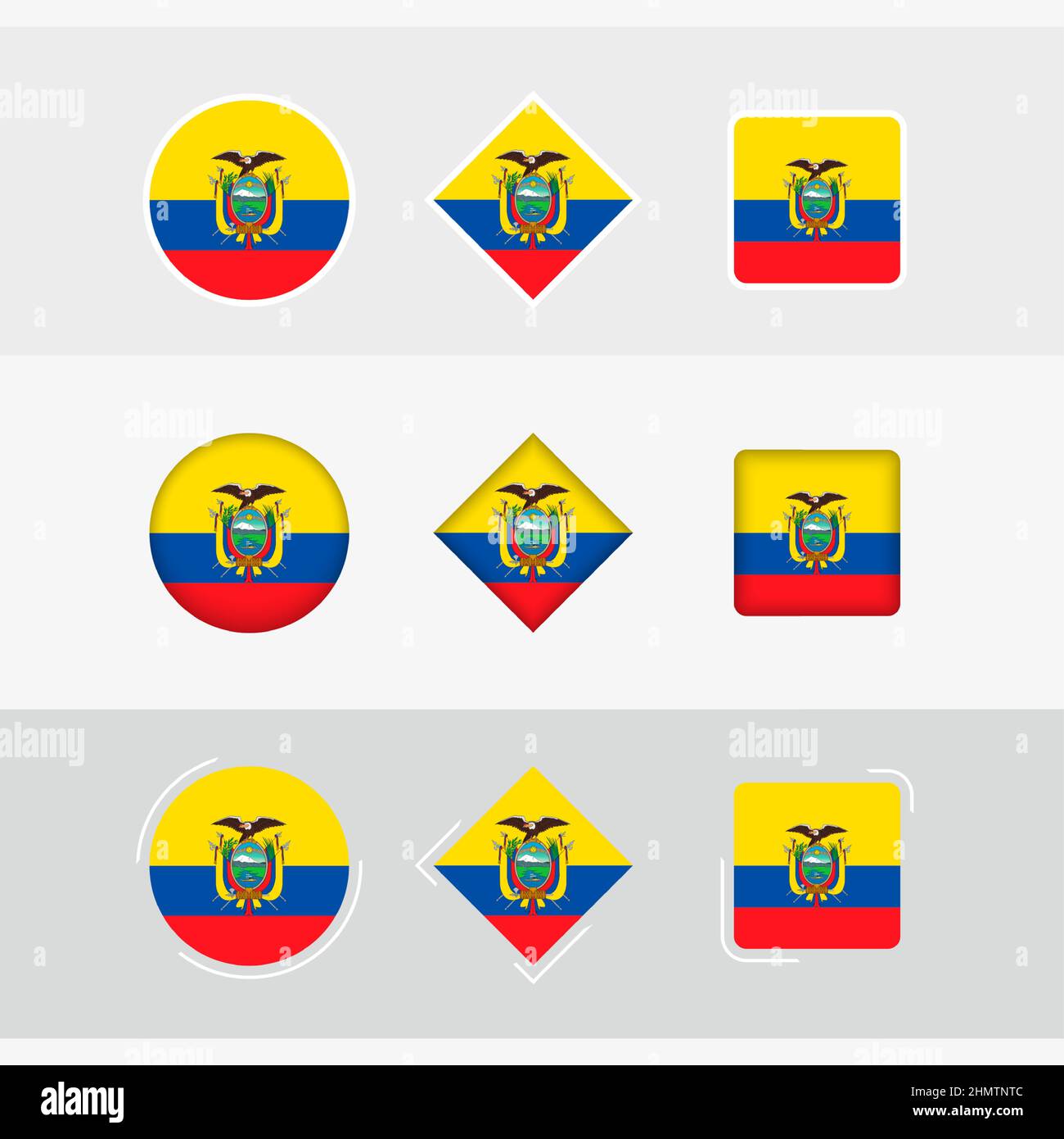 Ecuador flag icons set, vector flag of Ecuador. Three versions of icon ...