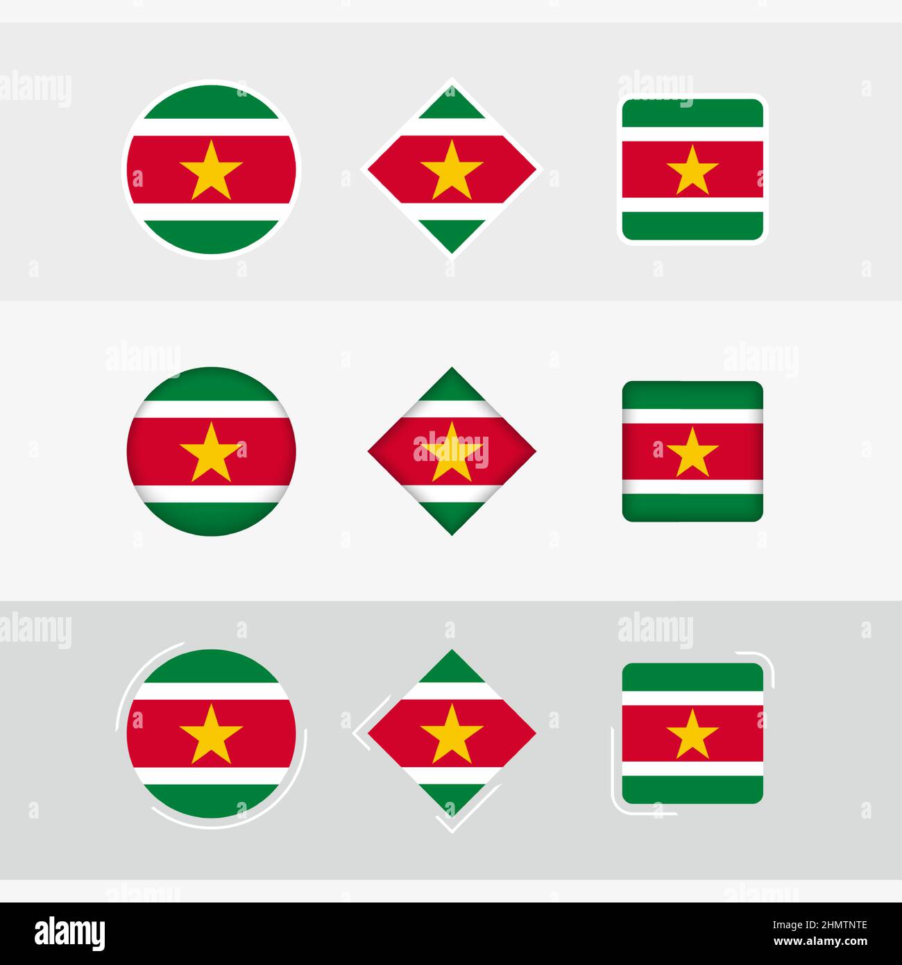 Suriname flag icons set, vector flag of Suriname. Three versions of icon Stock Vector Image ...