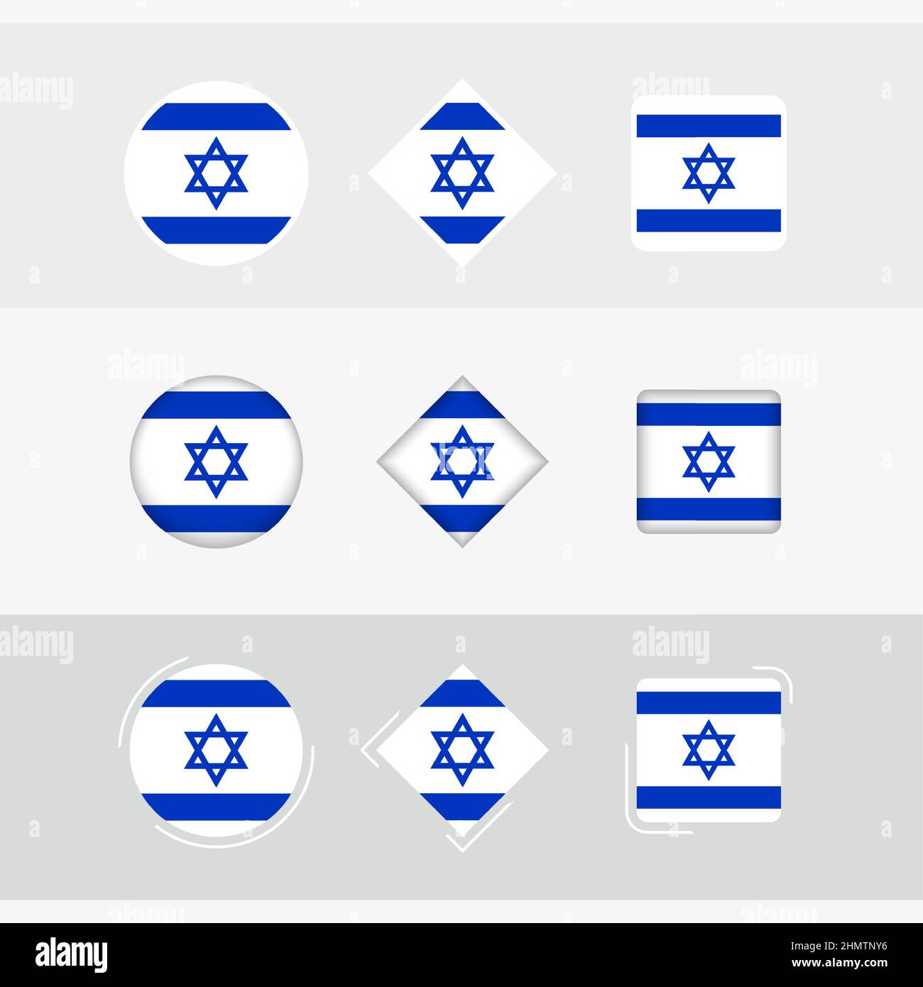 Israel flag icons set, vector flag of Israel. Three versions of icon ...