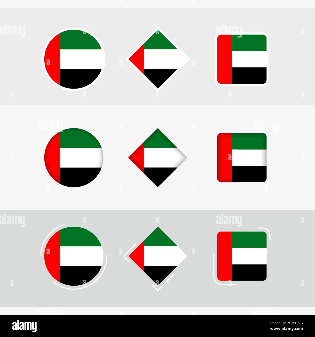 United Arab Emirates flag icons set, vector flag of United Arab ...