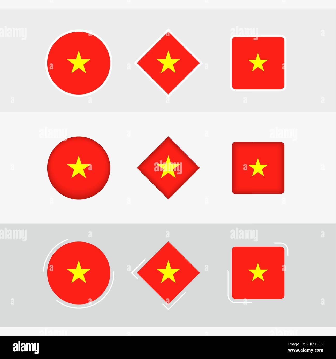 Vietnam flag icons set, vector flag of Vietnam. Three versions of icon ...
