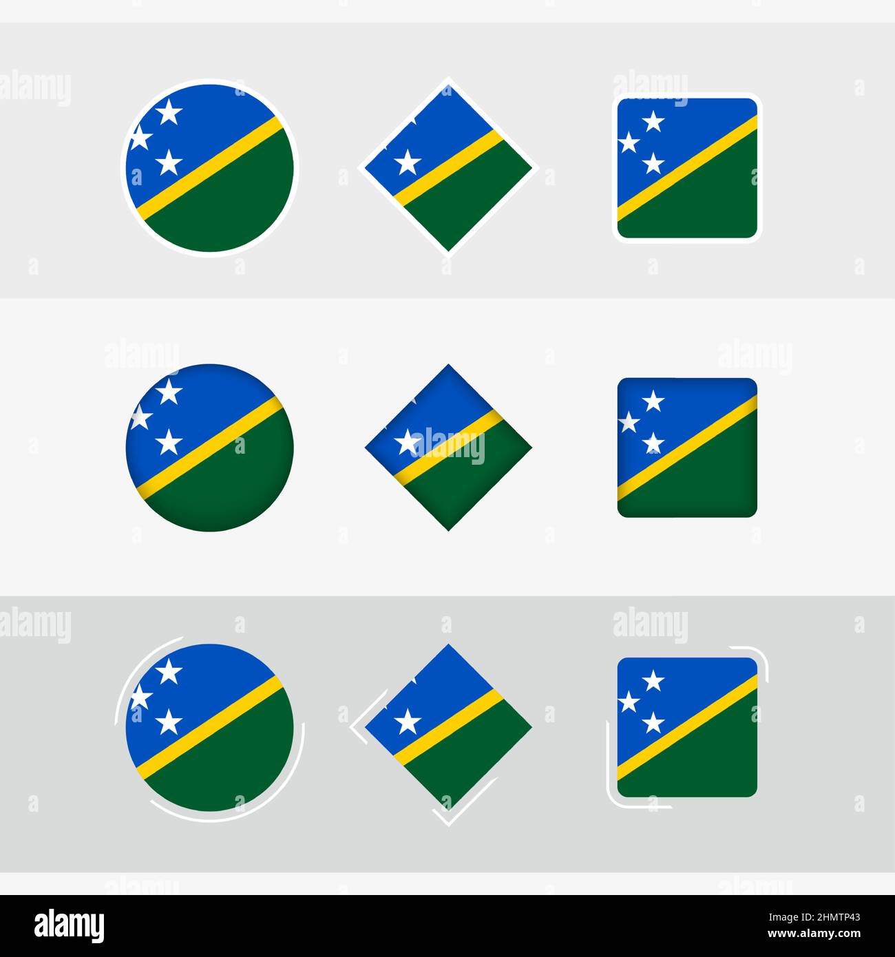 Solomon Islands flag icons set, vector flag of Solomon Islands. Three ...